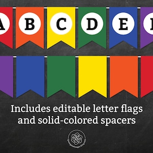 Rainbow Letter Banner - Editable Printable Message Bunting, Swallowtail ...