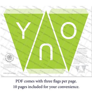 Lime Green Letter Banner - PRINTABLE, Editable Banner PDF. Instant ...