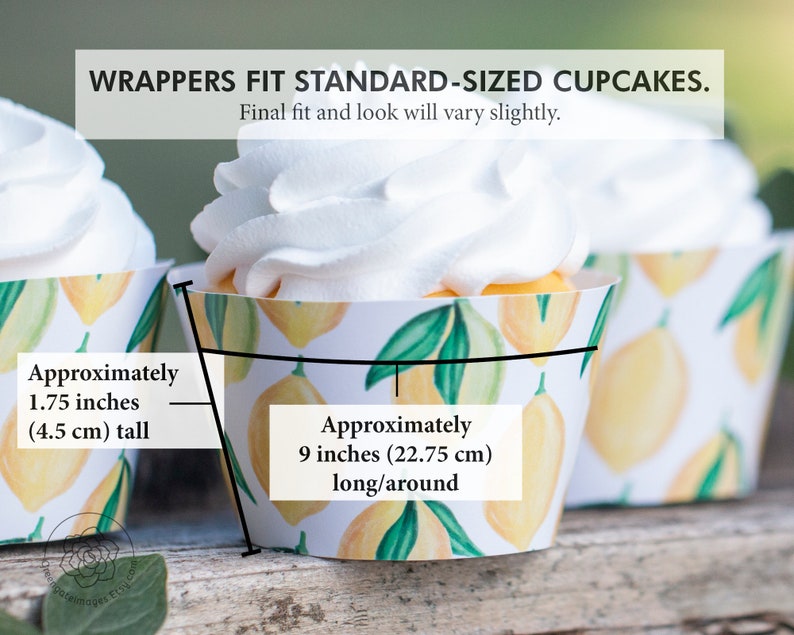 Lemon Cupcake Wrapper Lemon Cake Printable Party | Etsy
