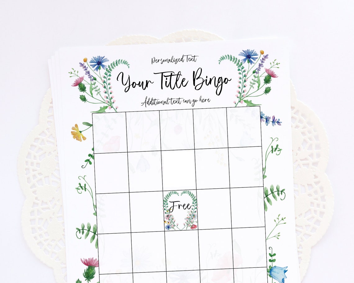 FILLABLE Wildflower Bingo Template: 50 Cards Printable Pdf - Etsy