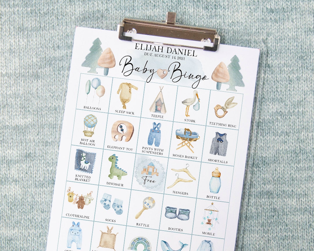 BOY - Baby Shower Bingo: 100 Cards, PRINTABLE Bingo Pdf, Personalized ...