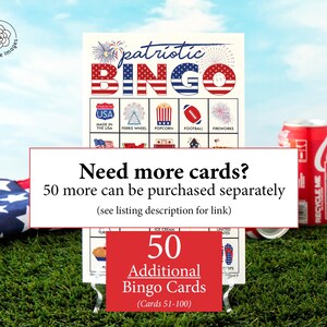 Patriotic Bingo Cards: Printable Bingo, 50 Cards, 4th of July Party ...