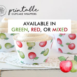 Apple Cupcake Wrapper - Printable Cupcake, Printable Pdf, Fall Party ...