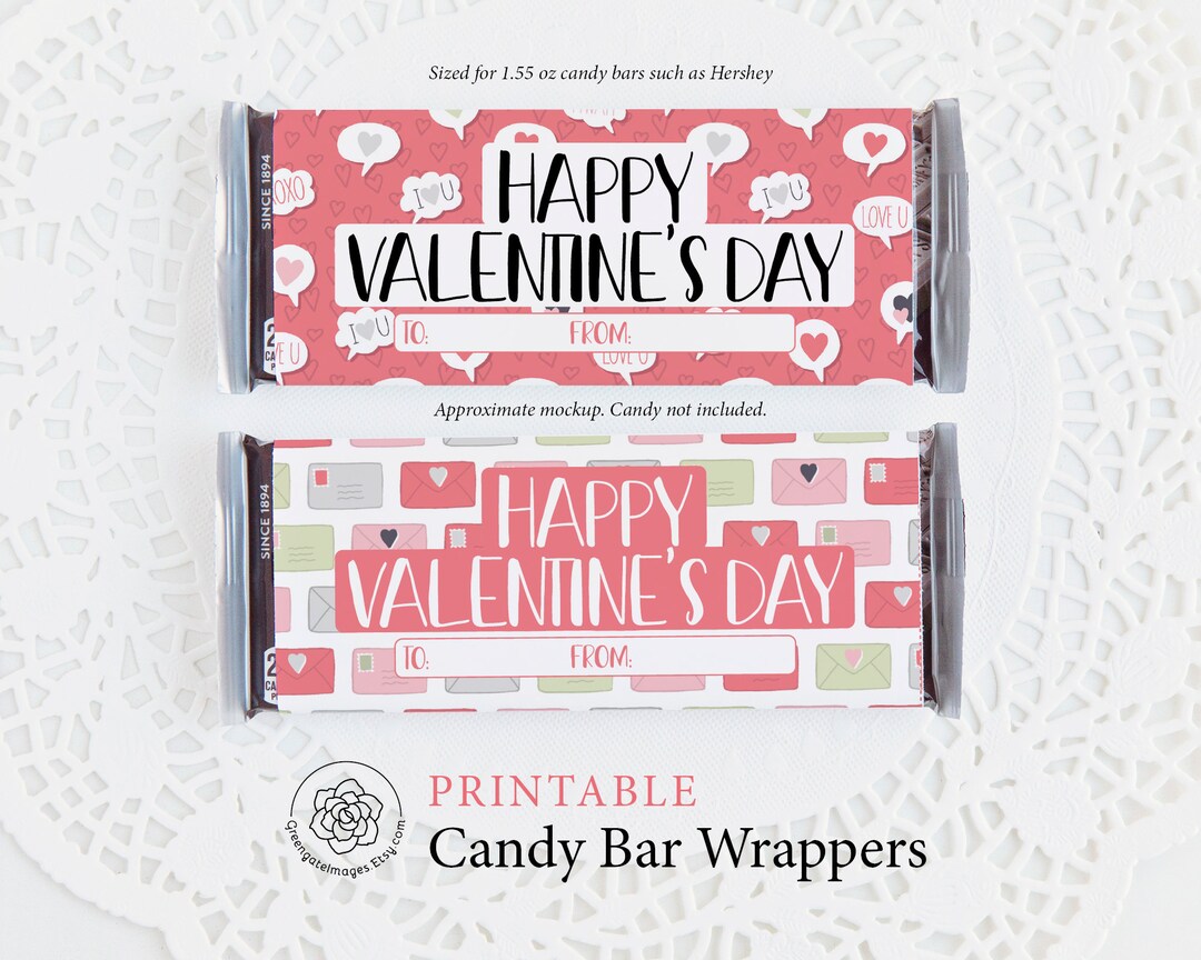 Valentine Candy Bar Wrappers PRINTABLE Hershey Bar Wrapper - Etsy