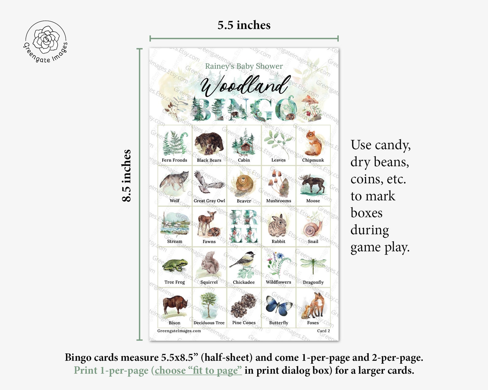 Woodland/forest Bingo 50 PRINTABLE Unique Cards Game Idea - Etsy