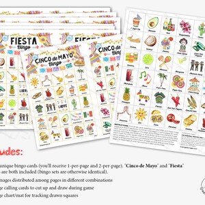 Fiesta/cinco De Mayo Bingo Cards: Printable Bingo, 50 Cards, Senior ...