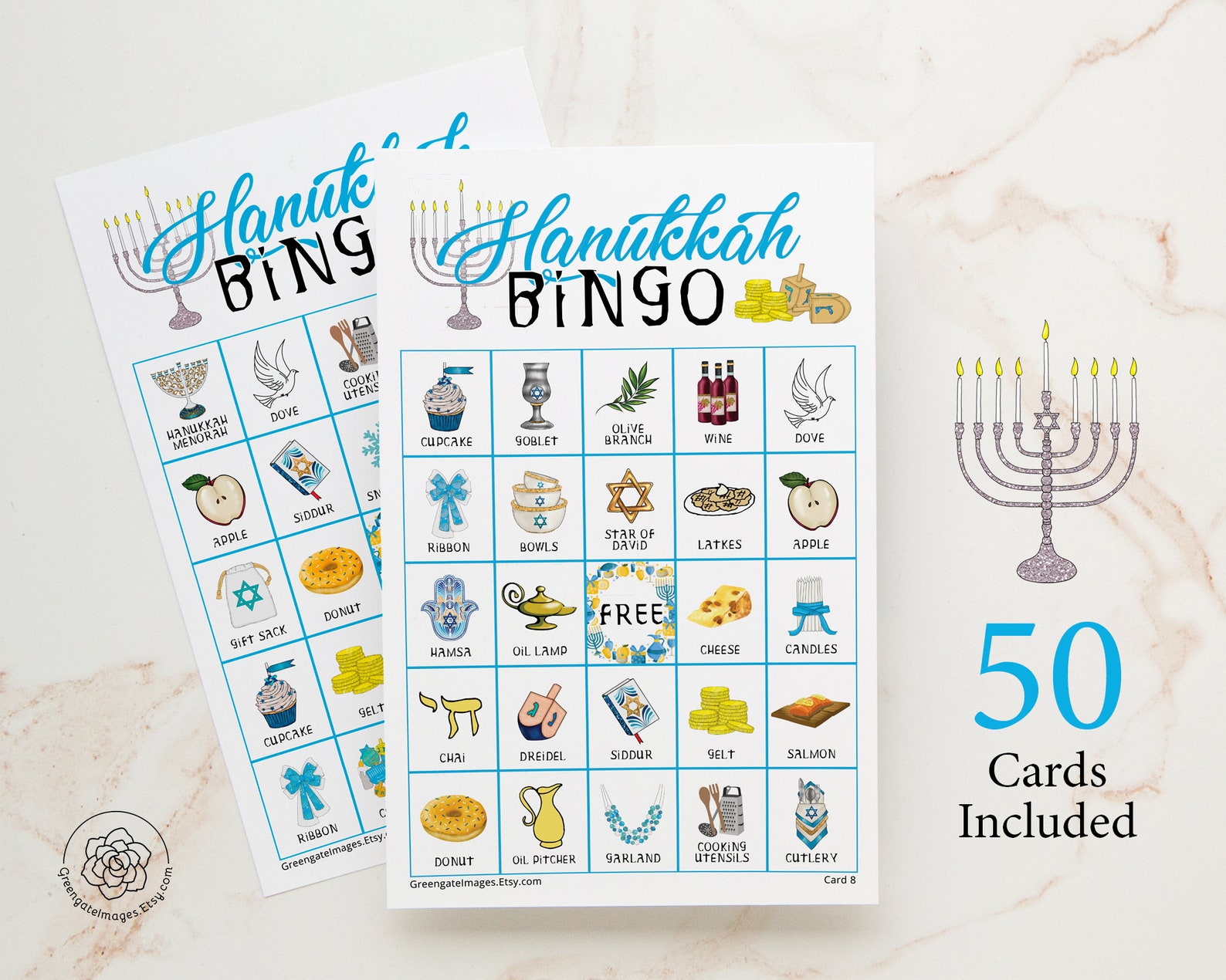Hanukkah Bingo Cards: Printable Bingo 50 Cards Senior | Etsy