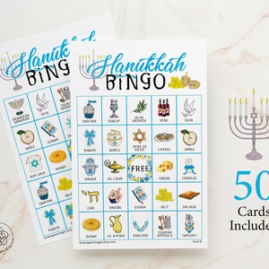 Hanukkah Bingo Cards: Printable Bingo, 50 Cards, Senior Citizen ...