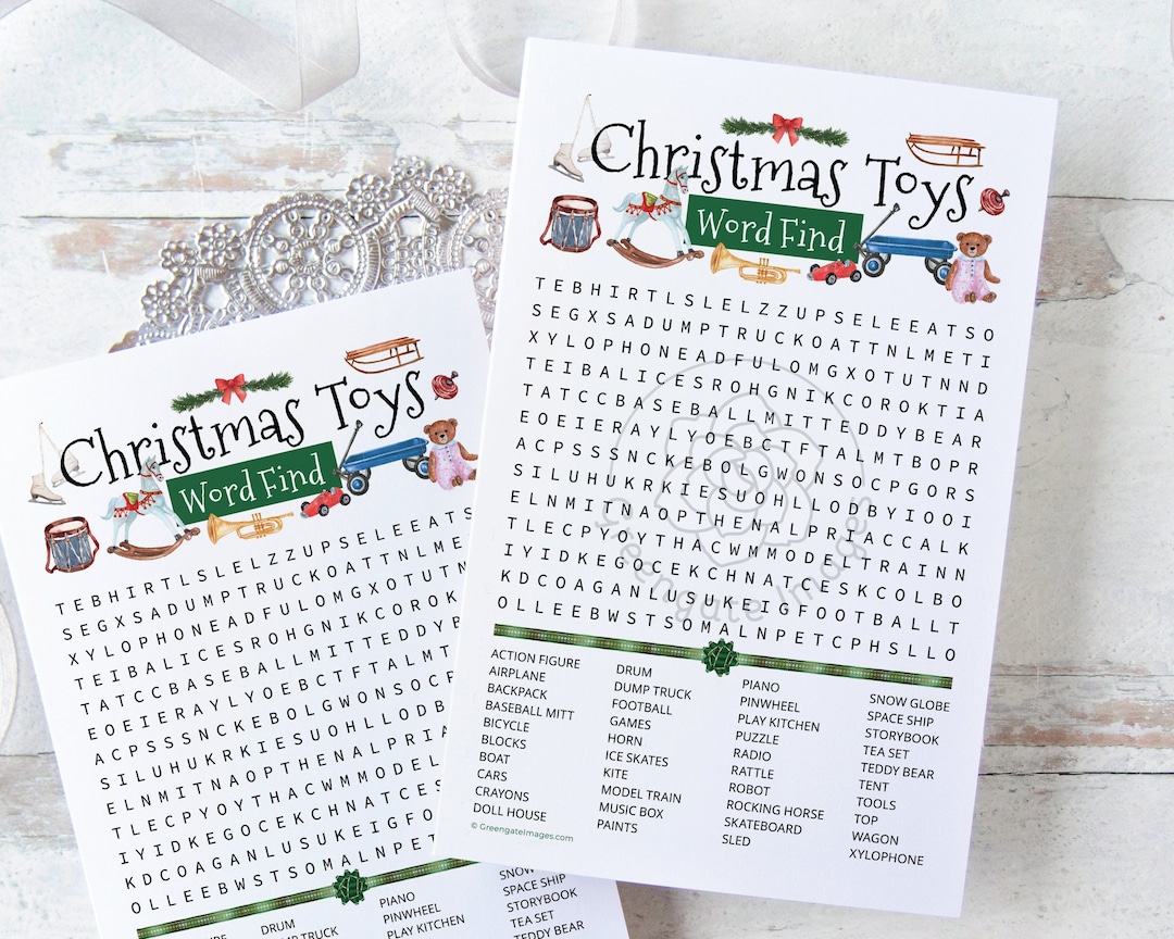Christmas Toys Word Find - PRINTABLE Downloadable Activity. Word Search ...