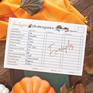 Thanksgiving Scattergories - PRINTABLE Instant Download PDF. Template ...