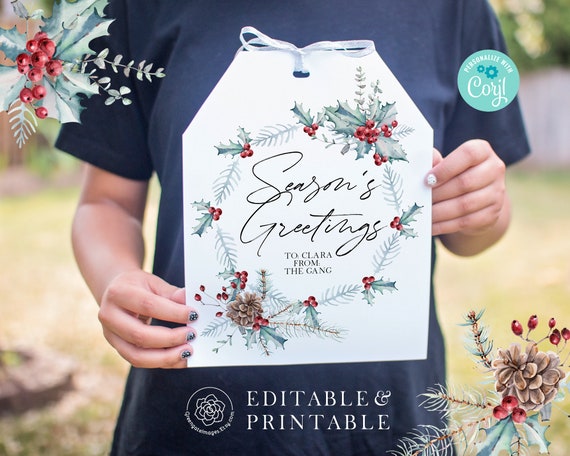 Giant XL Christmas Gift Tag PRINTABLE Editable Corjl Extra | Etsy