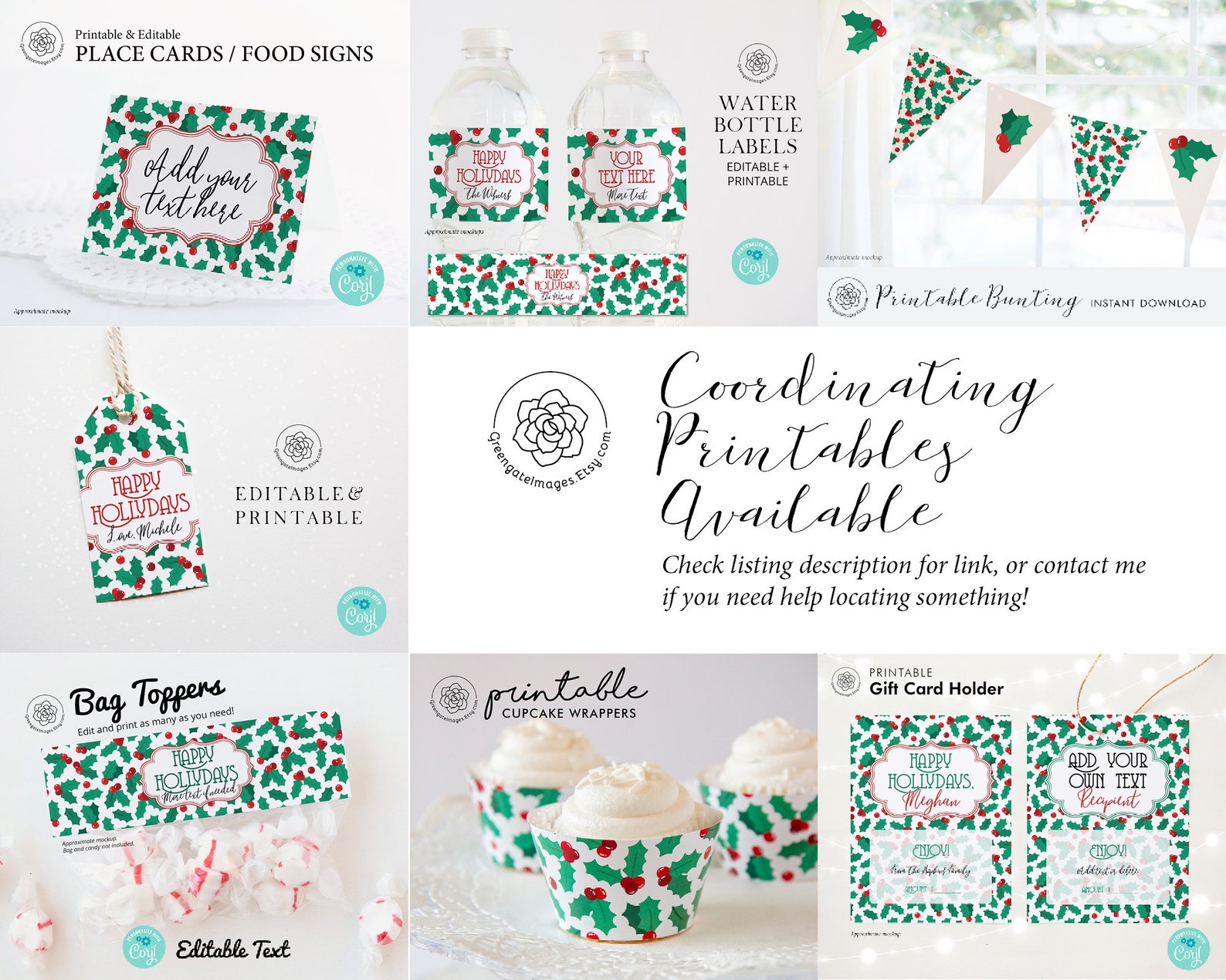 Christmas Water Bottle Label Printable Corjl Editable - Etsy