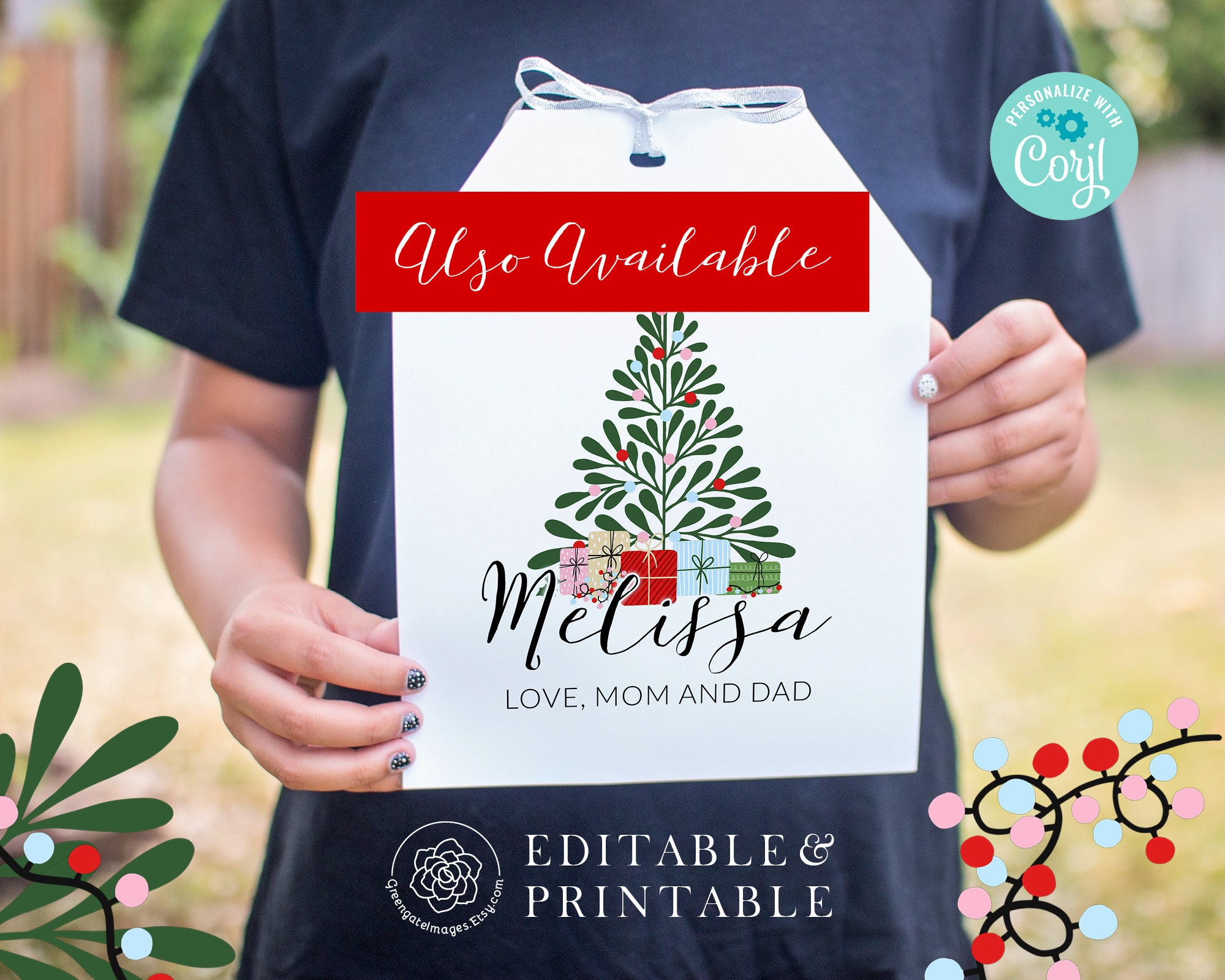 Giant XL Christmas Gift Tag - PRINTABLE Editable Corjl, Extra Large Tag ...
