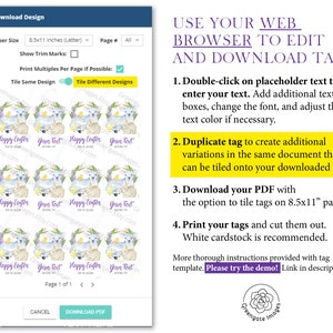 Easter / Spring Gift Tags Printable Gift Tags, Editable Corjl, Favor ...