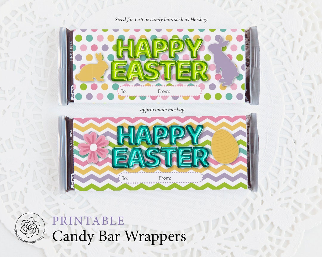 Easter Candy Bar Wrapper Set PRINTABLE Chocolate Bar Wrapper, Happy ...