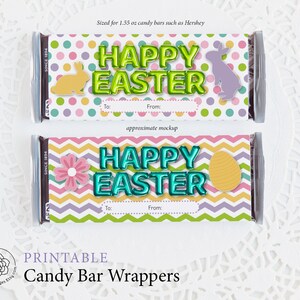 Easter Candy Bar Wrapper Set PRINTABLE Chocolate Bar Wrapper, Happy ...