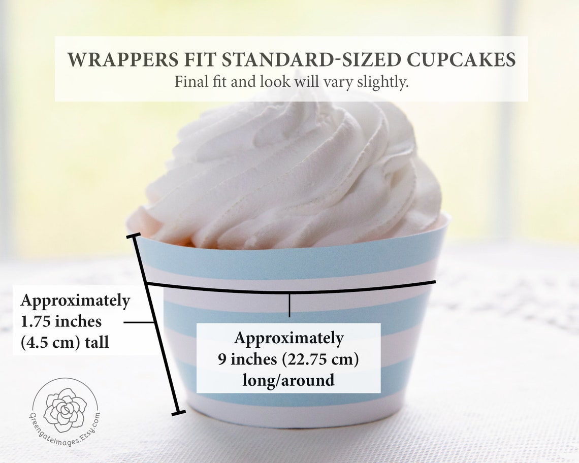 Light Blue Striped Printable Cupcake Wrapper party | Etsy