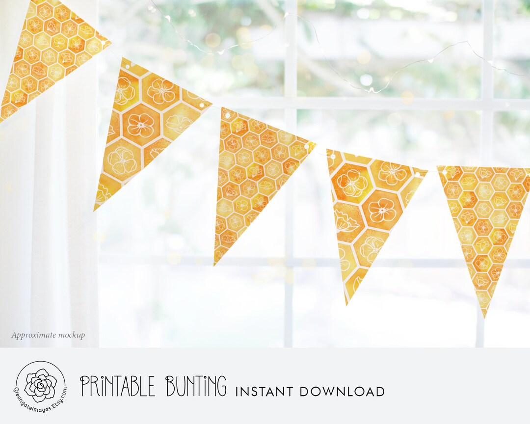 Honeycomb Bunting - PRINTABLE Banner Flags Instant Digital Download ...