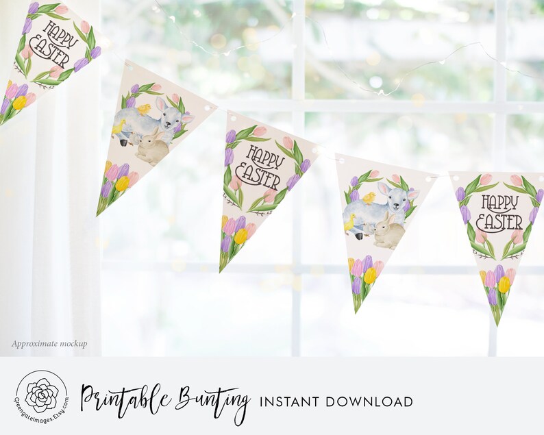 Easter Bunting PRINTABLE Banner Flags Instant Digital - Etsy