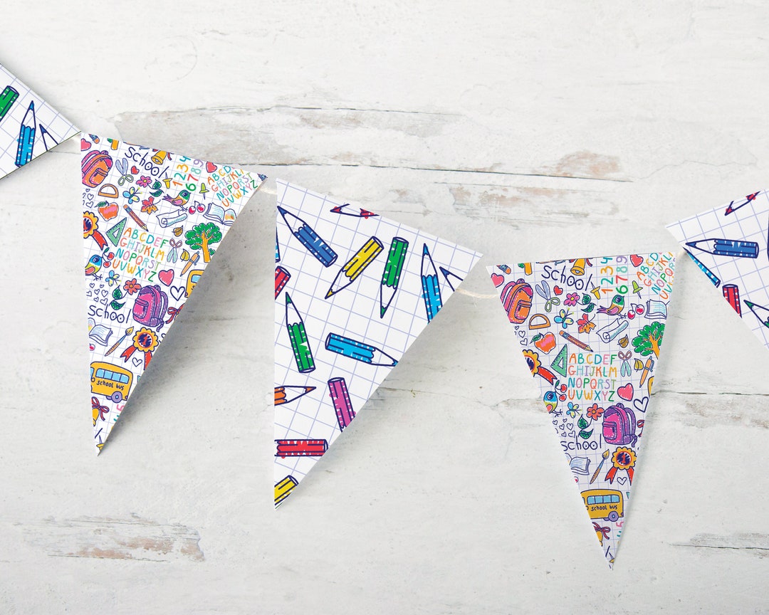 White School Doodles Bunting PRINTABLE Banner for Teachers, Open House ...
