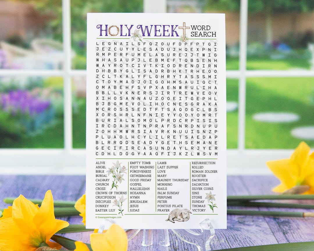 Holy Week Easter Word Search - PRINTABLE Instant Download PDF ...