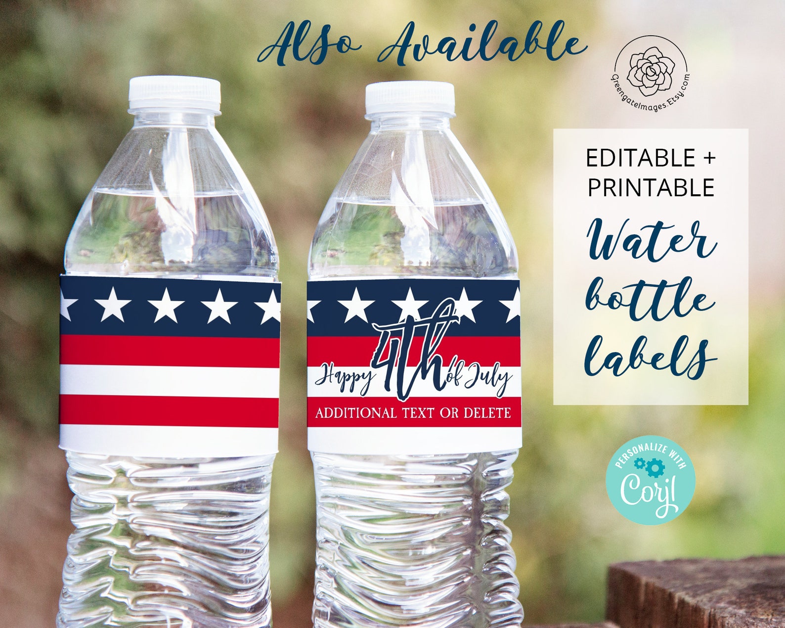 Patriotic Water Bottle Label Printable Corjl Editable 4th | Etsy