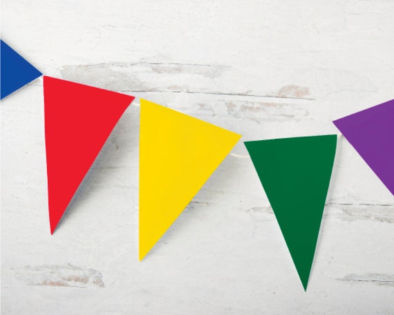 Rainbow Bunting SIX COLORS INCLUDED Printable Banner Plain - Etsy