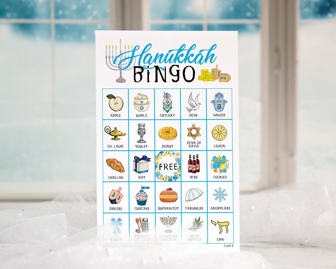 Hanukkah Bingo Cards: Printable Bingo, 50 Cards, Senior Citizen ...
