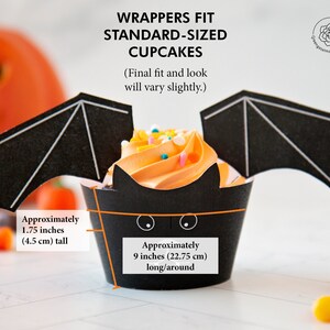 PRINTABLE Halloween Bat Cupcake Wrappers - Bat Cupcake Toppers, Cute ...