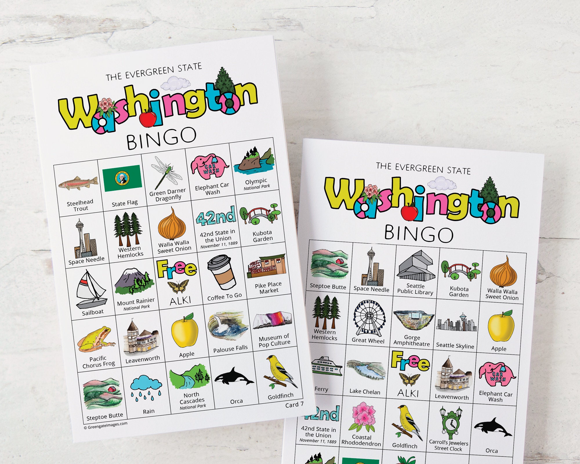 Washington Bingo Cards - 50 PRINTABLE Unique Cards You Download ...