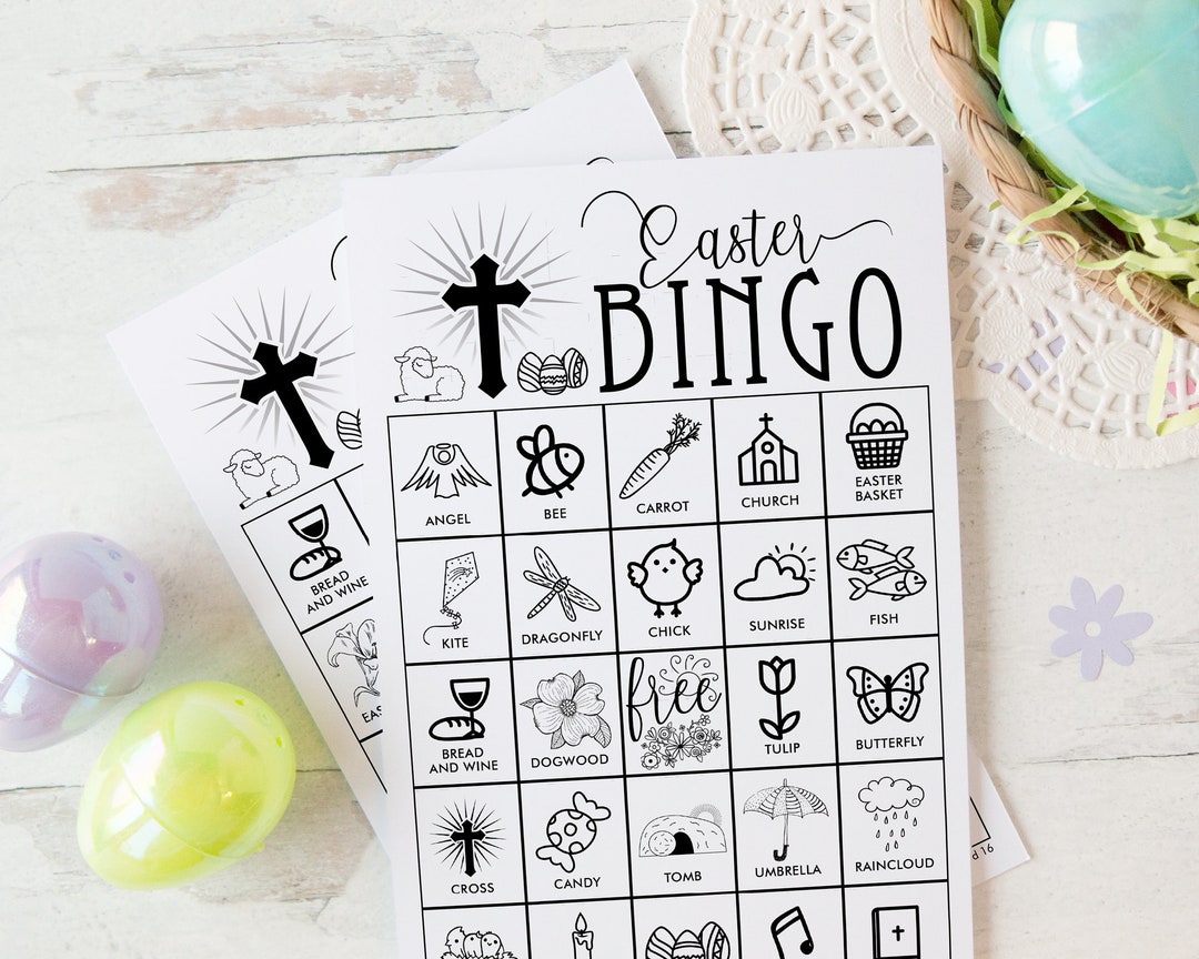 Easter Bingo Cards: 50 Printable Bingo Cards, Christian Easter, Church ...