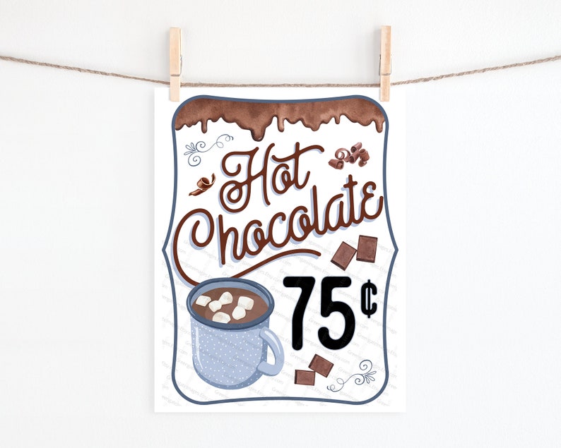 Hot Chocolate Sign: PRINTABLE Corjl 8.5x11" Sign Template. Hot Cocoa ...
