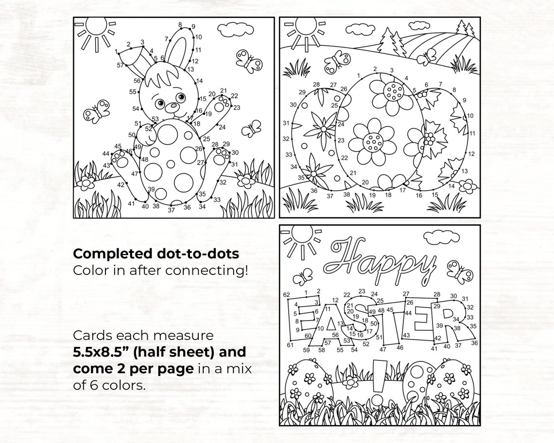 Easter Dot-to-dot Pack PRINTABLE Connect-the-dots Coloring | Etsy