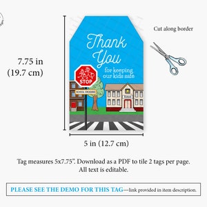 Crossing Guard Gift Tag - Jumbo PRINTABLE Editable Corjl, Xl Tag, Giant ...