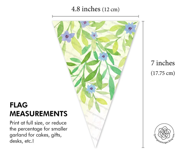 Printable Floral Bunting - INSTANT DOWNLOAD - Watercolor Leaves Flowers ...