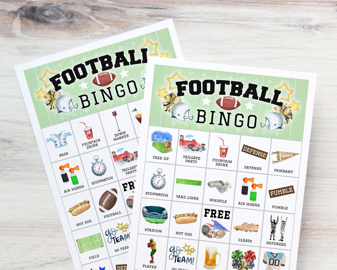Football Bingo: PRINTABLE 50 Cards Bingo Pdf Game Fan Party | Etsy