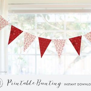 Valentine's Day Bunting - PRINTABLE Heart Party Decor, Galentines ...