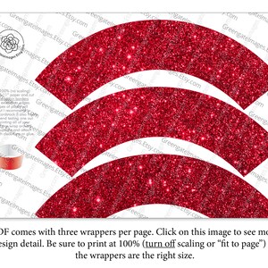 PRINTABLE Red Glitter Cupcake Wrappers - Glittery Design, Printable ...