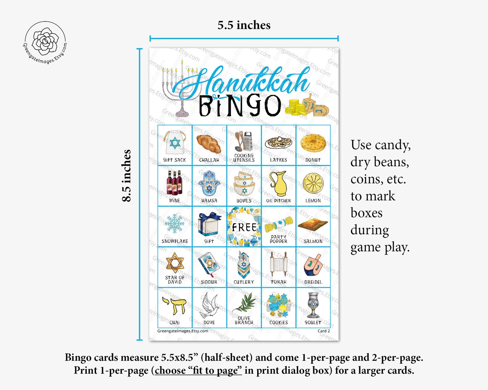 Hanukkah Bingo Cards: Printable Bingo 50 Cards Senior | Etsy