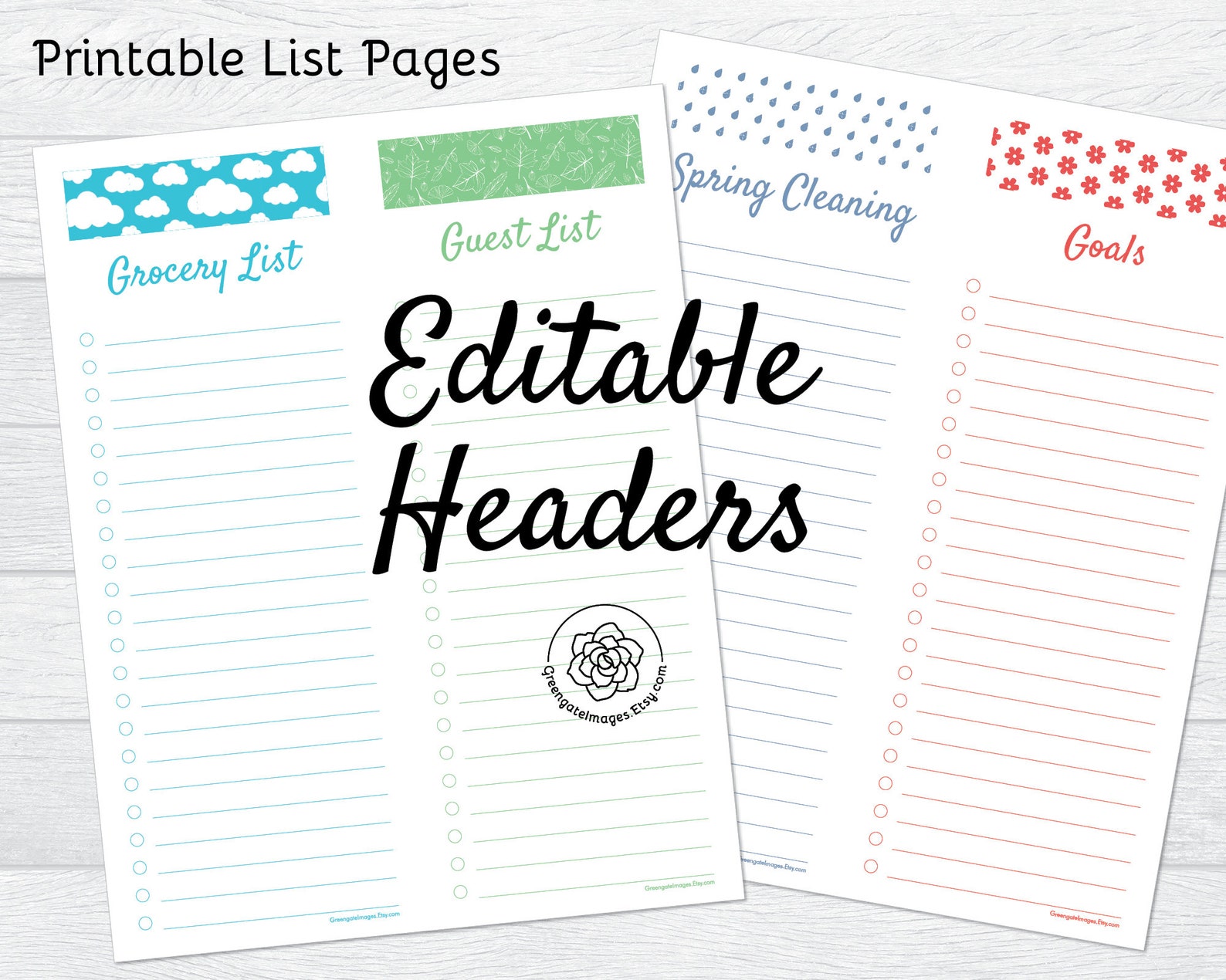 Printable List Paper Editable List Page Downloadable - Etsy