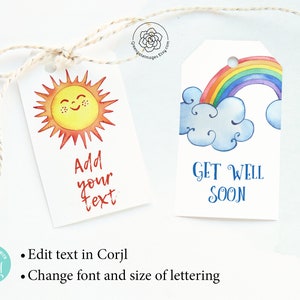 Get Well Gift Tags - Printable Gift Tag, Editable Corjl, Favor Bag Tag ...