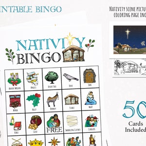 Nativity Bingo Cards: Printable Christmas Bingo, 50 Cards, Senior ...