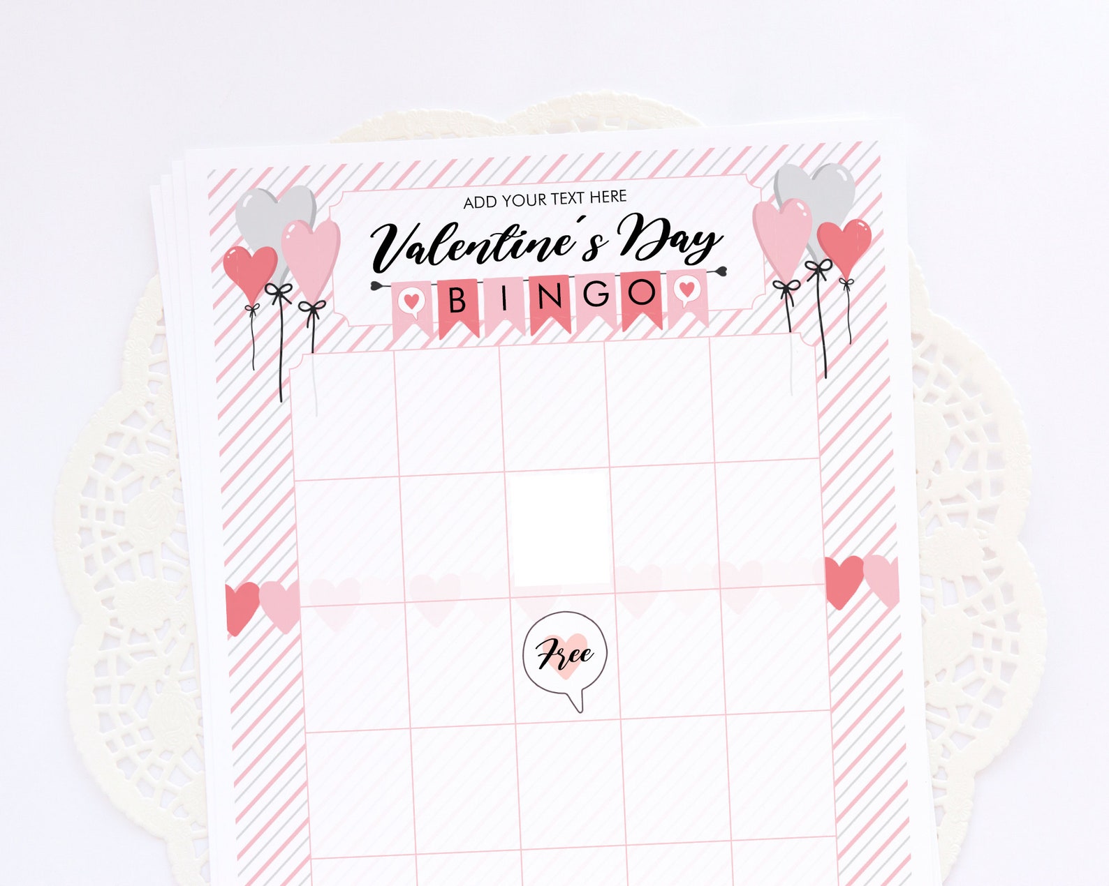 FILLABLE Valentine Heart Bingo Template: 50 Cards Printable | Etsy