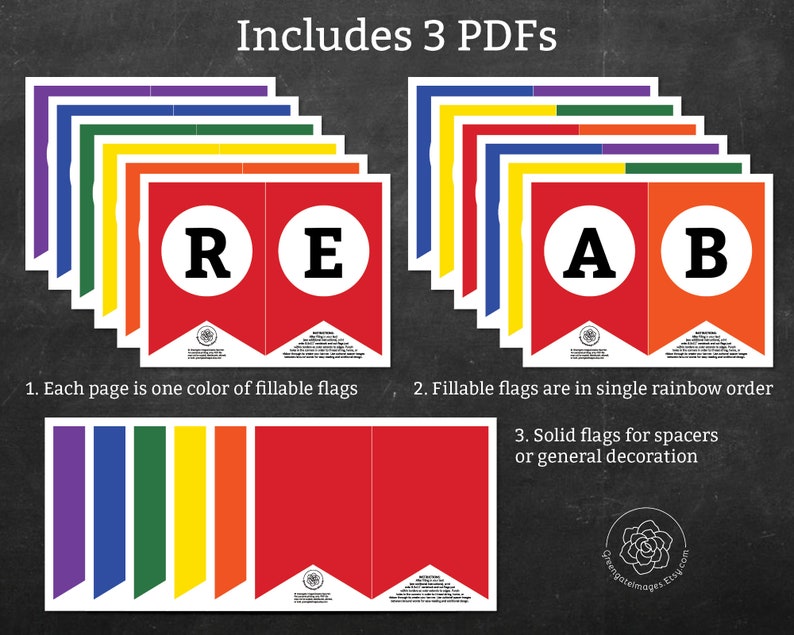 Rainbow Letter Banner Editable Printable Message Bunting - Etsy