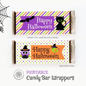 Halloween Candy Bar Wrappers - PRINTABLE Candy Bar Wrapper, Happy ...
