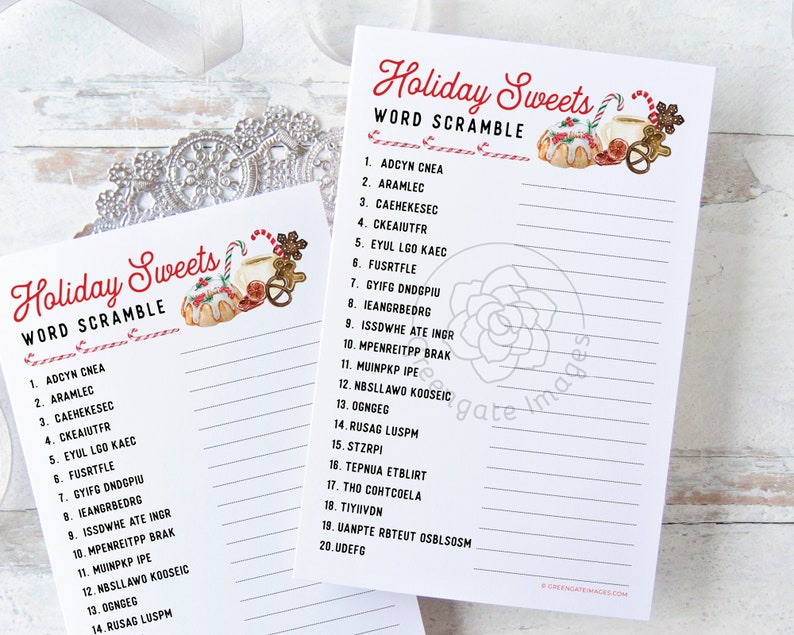 Holiday Sweets Word Scramble PRINTABLE Downloadable - Etsy