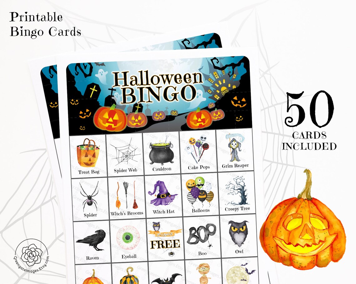 Halloween Bingo Cards: Printable Bingo 50 Cards Party Idea | Etsy