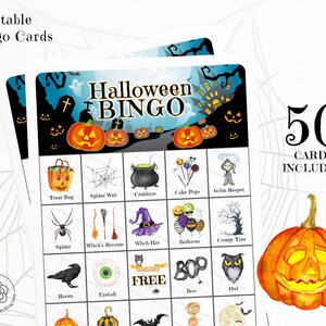 Halloween Bingo Cards: Printable Bingo 50 Cards Party Idea - Etsy