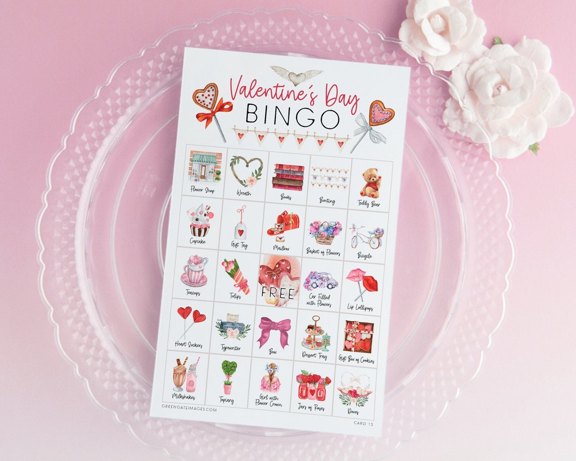 Valentine's Day Bingo Cards: Printable Bingo Cards, 50 Cards, Senior ...
