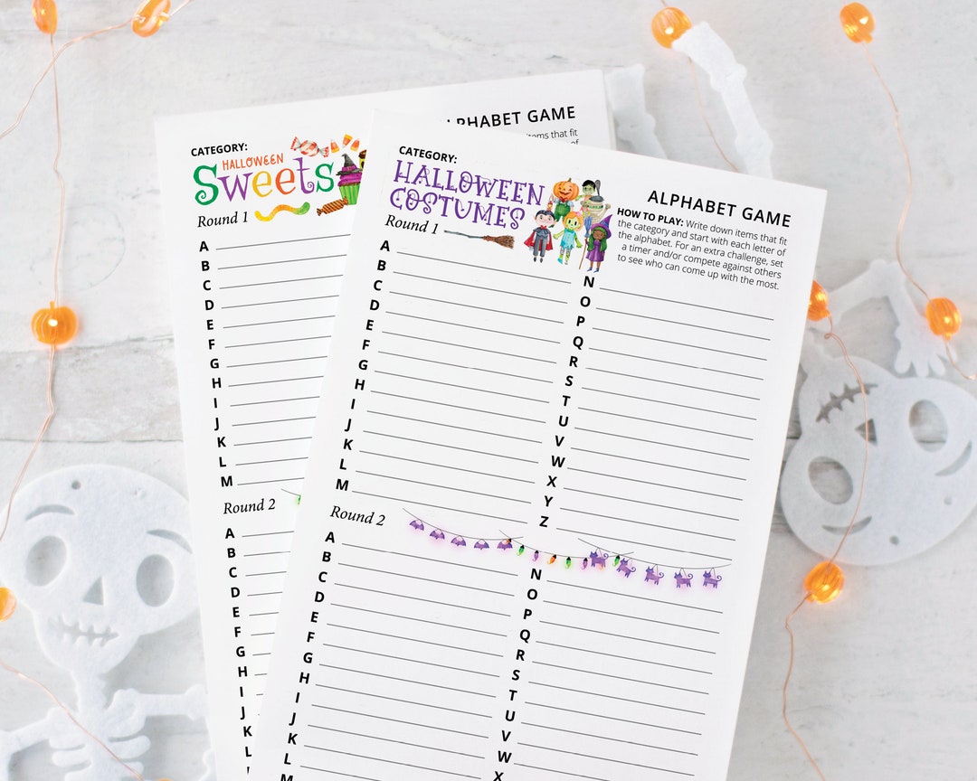 Halloween Party Game - Alphabet Game 4-pack - PRINTABLE Download. Cute ...